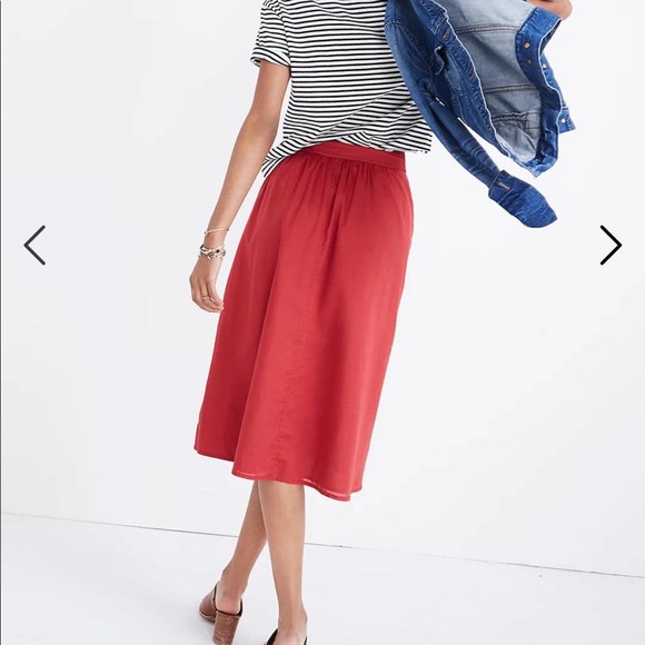 Madewell | Skirts | Madewell Palisade Buttonfront Midi Skirt In Rust ...